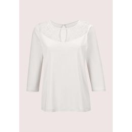 Madeleine Mode MADELEINE Damen Kurzarmshirt "Shirt mit Spitze Rundhals-Shirt mit Spitze", wei&szlig;, Gr. 44, Obermaterial: 50% Baumwolle CO. 50% Modal CMD., Shirts
