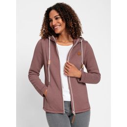 Casual Looks Damen Fleecejacke, braun, Gr. 54, gemustert, gestreift, mehrfarbig, 100% Polyester, Jacken