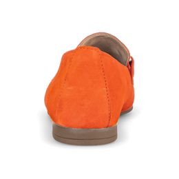 Gabor Damen Slipper, Gr. 37, orange, Ziegenveloursleder, unifarben, Schuhe, Loafer, Halbschuh, Businessschuh mit edler Zierschnalle