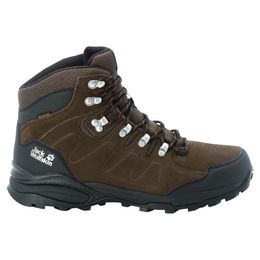 Jack Wolfskin Herren Wanderschuh "REFUGIO TEXAPORE MID M", Gr. 42,5, braun, Leder, Textil, Schuhe, wasserdicht, Trekkingschuh