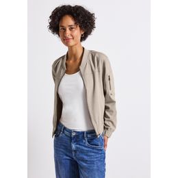 Street One Damen Blouson, beige, Gr. 46, unifarben, Stoff, 47% Viskose, 45% Polyester, 4% Elasthan, 4% Polyamid, Jacken, mit Elastiksaum