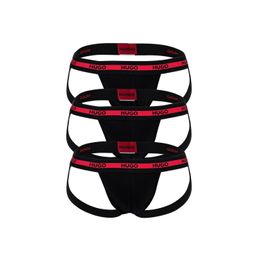 Hugo Herren String "Jockstrap JOCKSTRAP TRIPLET PLANET 3er Pack", Gr. XL, schwarz, Obermaterial: 95% Baumwolle CO. 5% Elasthan EL., Unterhosen