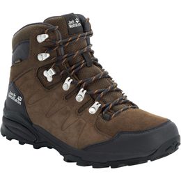 Jack Wolfskin Herren Wanderschuh "REFUGIO TEXAPORE MID M", Gr. 41, braun, Leder, Textil, Schuhe, wasserdicht, Trekkingschuh