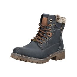 Tom Tailor Damen Schn&uuml;rstiefelette "Tom Tailor Stiefelette Lederimitat", Gr. 40, blau, Lederimitat, Schuhe