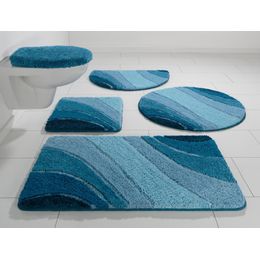 Badematte my home, H:20mm, blau, Polyester, Badematten, "Josie, Badvorleger, Badezimmer Teppich", Badteppich, Badematten, rechteckig, rund & als