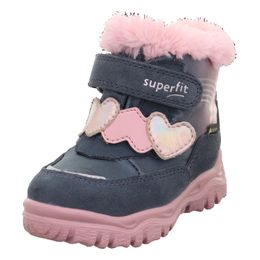 Superfit M&auml;dchen Winterboots "HUSKY, WMS: weit", Gr. 29, blau, Textil, Veloursleder, Schuhe, Klettstiefel mit wasserdichtem GORE TEX, Gr&ouml;&szlig;enschablone