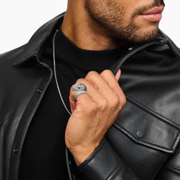 Thomas Sabo Damen Fingerring "Ring in Schlangen-Optik mit schwarzen Steinen", 66, Silber 925 (recycelt), 7mm, silber, Silber 925 (recycelt),