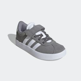 Mädchen Sneaker "VL COURT 3.0", adidas Sportswear, Gr. 34, grau, Leder, Synthetik, Schuhe, inspiriert vom Design des adidas samba