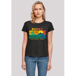 F4NT4STIC Damen T-Shirt "US National Parks Rocky Mountain Sunset", schwarz, Gr. S, Obermaterial: 100% Baumwolle, Shirts, Premium Qualit&auml;t