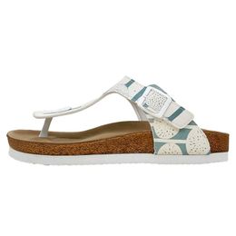 DOGO Damen Zehentrenner "Lila Zehentrenner Dandelion Damen Sandalen", Gr. 37, beige, Lederimitat, Schuhe, Handgefertigt