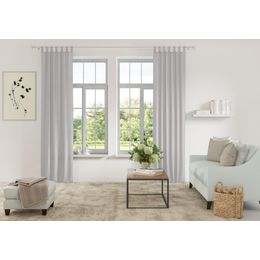 Vorhang my home, B:140cm H:245cm, silber, Polyester, Recyceltes Material, Wohnzimmer, Gardinen, "Parry", 2-er Set, blickdicht, monochrom, basic