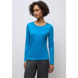 Street One Damen Langarmshirtpolaris blau, Gr. 36, unifarben, Web, 100% Baumwolle, Shirts, Basic