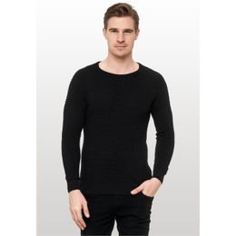 Rusty Neal Herren Strickpullover, schwarz, Gr. L, unifarben, 50% Polyacryl, 50% Baumwolle, Pullover, mit modernem Rundhalsausschnitt