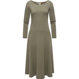Ragwear Damen A-Linien-Kleid "Appero Long", grün, Basic, Gr. L, Material: 70% Baumwolle, 30% Polyester, Kleider, Stylisches Langarm-Kleid für den