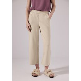 Damen Culotte, beige, Gr. 46, STREET ONE STUDIO, unifarben, Stoff, 70% Viskose, 25% Polyester, 5% Elasthan, Hosen, High Waist