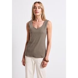 Street One Damen Tr&auml;gertop, beige, Gr. 44, unifarben, Web, 95% Baumwolle, 5% Elasthan, Tops, aus Baumwolle mit Stretchanteil