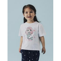 name it Mädchen T-Shirt "NMFFREJANE SS NREG TOP", weiß, Gr. 98, bedruckt, Web, Obermaterial: 95% Baumwolle, 5% Elasthan, Shirts
