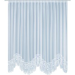 Gardine WIRTH, B:750cm H:225cm, wei&szlig;, Sabl&eacute;, Polyester, Wohnzimmer, Gardinen, "Elena", veredelt mit echter Plauener Spitze Stickerei, rund