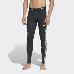 Herren Trainingstights "TF 3S TIGHT", schwarz, Gr. S, adidas Performance, Obermaterial: 79% Polyester, 21% Elasthan, Hosen