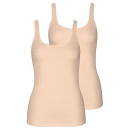 LISCA Damen Achseltop "2er Pack Damen Tr&auml;gerhemd Kaia", Gr. XXL, beige, Obermaterial: 90% Baumwolle CO. 10% Elasthan EL., Unterhemden