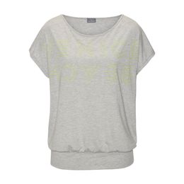 Venice Beach Damen Rundhalsshirt, grau, Gr. 36, mehrfarbig, Slub, Obermaterial: 65% Polyester, 35% Viskose, Shirts, mit Logoprint, T-Shirt,
