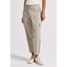 Street One Damen Cargohose, beige, Gr. 42, unifarben, Web, 44% Polyester, 24% Baumwolle, 24% Lyocell, 8% Elasthan, Hosen, softer Materialmix