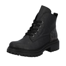 Rieker Damen Schn&uuml;rboots, Gr. 38, schwarz, Lederimitat, Schuhe, Schn&uuml;rstiefelette, Profilsohle, mit praktischem Innenrei&szlig;verschluss