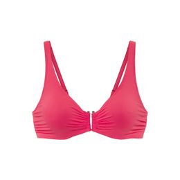 Lascana Damen Bügel-Bikini-Top "Italy", orange, Gr. 38, unifarben, Microfaser, Bikini-Oberteile, mit goldfarbigen Accessoire