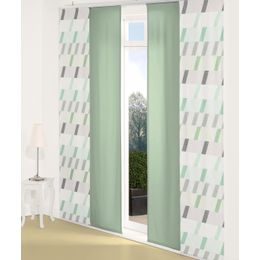 Schiebegardine WIRTH, B:60cm H:245cm, gr&uuml;n, Jacquard, Baumwolle, Polyester, Wohnzimmer, Gardinen, "Bray"