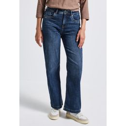 Loose-fit-Jeans Street One, Damen, Gr. 24, L&auml;nge 30, mid blau soft washed, Jeans, 79% Baumwolle, 15% Polyester, 4% Elastomultiester, 2% Elasthan, unifarben, lang, Jeans, aus Baumwolle mit Stretchanteil