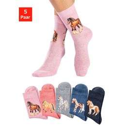 H.I.S. H.I.S M&auml;dchen Socken "bunte Baumwollsocken f&uuml;r Kinder, Kindergarten & Schule", Gr. 19, bunt, Baumwolle, Baumwollmischung, Elasthan, Polyamid, uni und