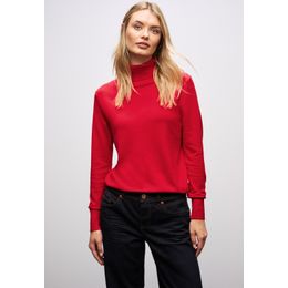 Rollkragenpullover Street One, Damen, Gr. 46, racing rot, Stoff, 71% Viskose, 29% Nylon, unifarben, comfort fit normal, hoch geschlossener Ausschnitt, B&uuml;ndchen, Pullover Rollkragenpullover, mit Strick-Struktur
