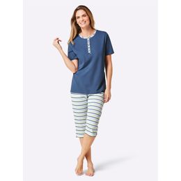 w&auml;schepur W&Auml;SCHEPUR Damen Capri-Pyjama, Gr. 36, blau, 100% Baumwolle, Homewear-Sets