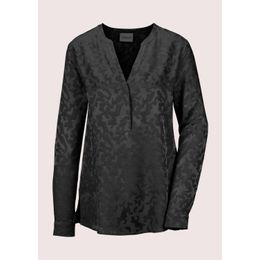 Madeleine Mode MADELEINE Damen Langarmbluse "Bluse Modische Longbluse mit V-Ausschnitt", schwarz, Modern, Gr. 34, Obermaterial: 100% Viskose CV., Blusen