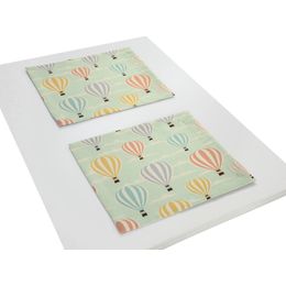 Platzset Adam, B:40cm L:50cm, gr&uuml;n, Obermaterial: 100% Baumwolle, Platzsets, "Balloons", GOTS organic,zertifiziert durch CERES 0242f&uuml;r Kinder