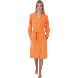 WEWO-Fashion Damenbademantel WEWO FASHION, L:110cm, orange, Leichtfrottier, Hausmäntel, "5401, ideal für Sauna & Spa, Hotelbademantel, Morgenmantel"