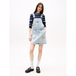 Tommy Jeans Damen Jeanskleid "DENIM DUNGAREE DRESS DI2014", blau, Gr. L, unifarben, Denim/Jeans, Obermaterial: 100% Baumwolle, Kleider