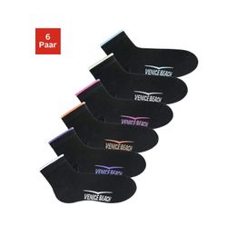 Venice Beach Damen Kurzsocken "Sport & Lifestyle Sneaker Socken Damen", Gr. 39, schwarz, Baumwolle, Elasthan, Polyamid, unifarben, Socken, mit
