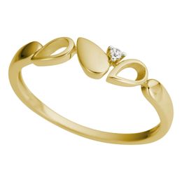 Firetti Damen Fingerring "Schmuck Geschenk Gold 375 Damenring Goldring Tropfen", 17, 0,02 P2 = erkennbare Einschl&uuml;sse, Diamanten Gelbgold 375, 1,2mm,