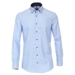 Venti Herren Businesshemd "Venti Businesshemd Langarm uni", blau, Gr. 41, unifarben, 100% Baumwolle, Hemden