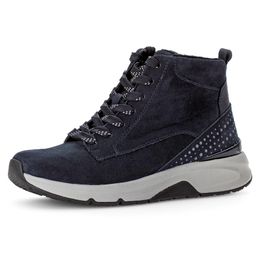 Damen Schn&uuml;rboots, Gabor Rollingsoft, Gr. 39, blau, Nubukleder, Schuhe, Keilabsatz, Freitzeitschuh, High-Top-Sneaker, Label an der Ferse