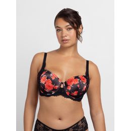 Dorina Damen B&uuml;gel-BH "Anahi Floral", Gr. 100, schwarz, Spitze, Obermaterial: 52% Polyester, 39% Polyamid, 9% Elasthan, bedruckt, BHs, mit