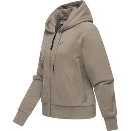 Ragwear Damen Kapuzensweatjacke "Taila", braun, Gr. M, Sweatware, Material: 70% Baumwolle, 30% Polyester, Sweatjacken, modische Damen Sweatjacke mit