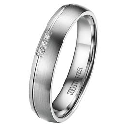 DOOSTI Damen Trauring "Schmuck Geschenk Edelstahl Trauring Ehering Partnerring LIEBE", 60,mit Zirkonia, Edelstahl, 5mm, silber, Edelstahl,