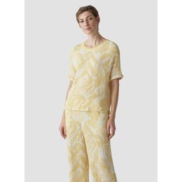 Lecomte Damen Klassische Bluse "Bluse", gelb, Gr. 42, gemustert, 98%Viskose, 2%Elastan, Blusen