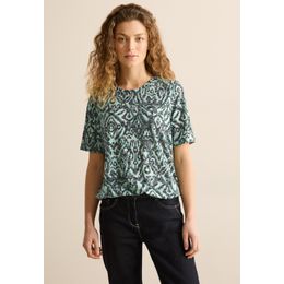 Cecil Damen T-Shirt, gr&uuml;n, Gr. XXL, bedruckt, Stoff, 65% Polyester, 35% Viskose, Shirts, mit Rundhalsausschnitt