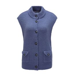 GOLDNER Damen Strickjacke "Strickweste mit aufgesetzten Taschen", blau, Gr. 38, Obermaterial: 100% Polyacryl PAN., Strickjacken