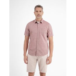 Lerros Herren Kurzarmhemd "Lerros Halbarmhemd mit Leinenanteil, unifarben", rot, Gr. M, 80% Baumwolle, 20% Leinen, Hemden