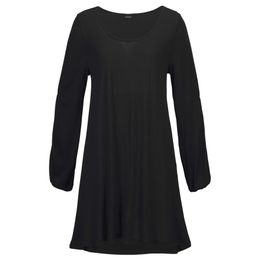 Lascana Damen Longshirt, schwarz, Gr. 36, unifarben, Jersey, Obermaterial: 100% Viskose, Shirts, mit Schlitzen an den &Auml;rmeln, Shirtkleid, Strandkleid