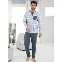 w&auml;schepur W&Auml;SCHEPUR Herren Schlafanzug, Gr. 44, blau, 100% Baumwolle, Homewear-Sets